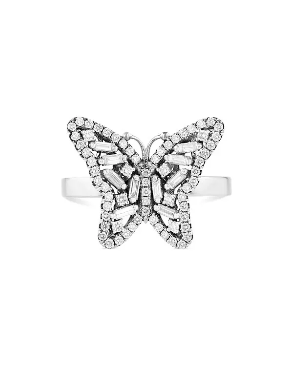 SUZANNE KALAN 18k Gold Diamond Butterfly Ring - White