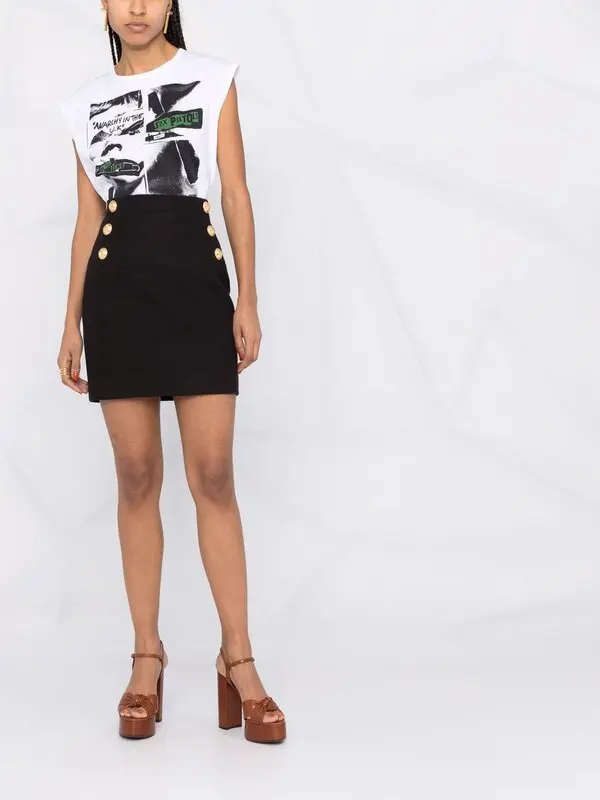 Balmain Button-detail High-waisted Skirt