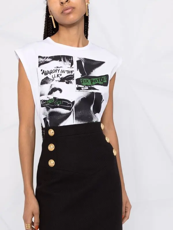 Balmain Button-detail High-waisted Skirt