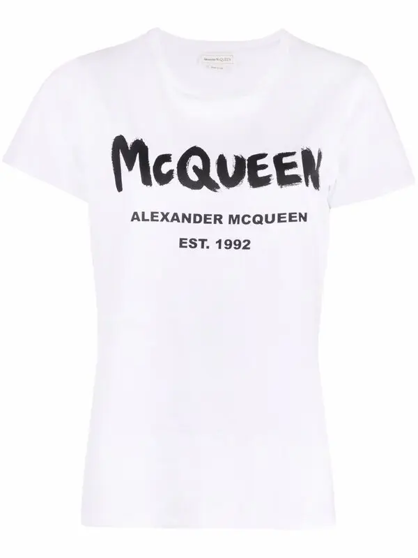Alexander McQueen Logo-print Cotton T-shirt - White