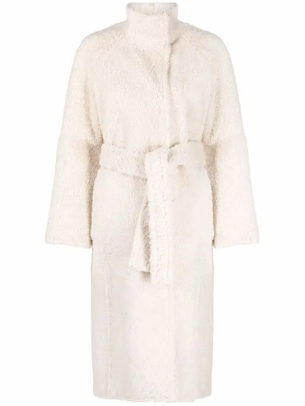 YVES SALOMON Belted Shearling Coat