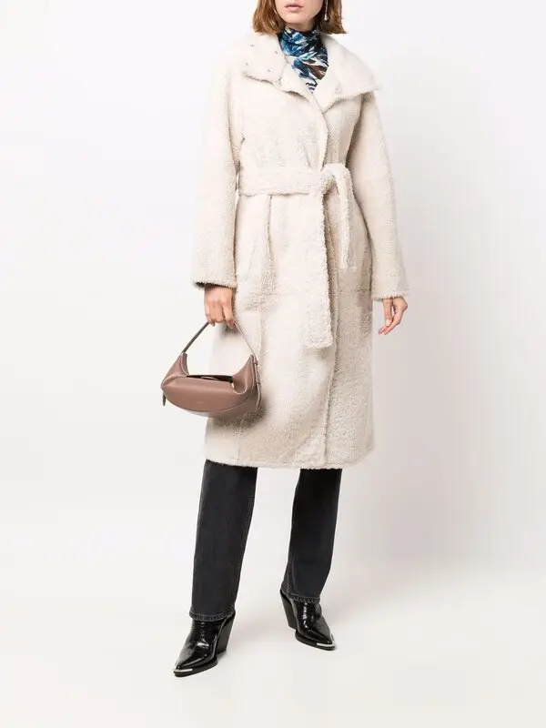 YVES SALOMON Belted Shearling Coat