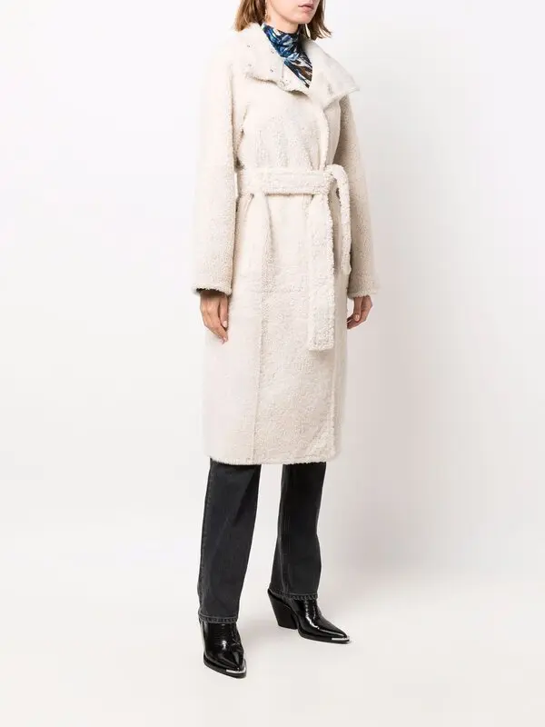 YVES SALOMON Belted Shearling Coat