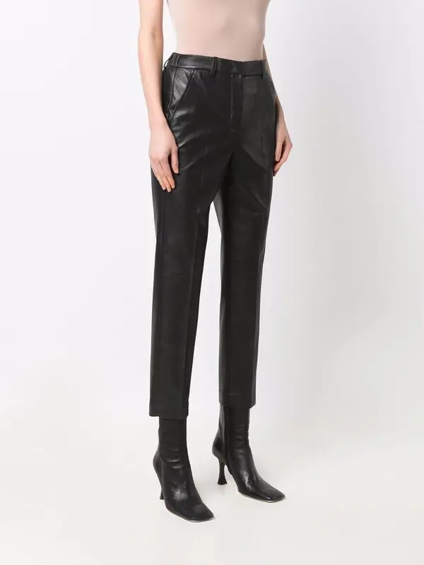 Incotex Coated Crop-leg Trousers - Black