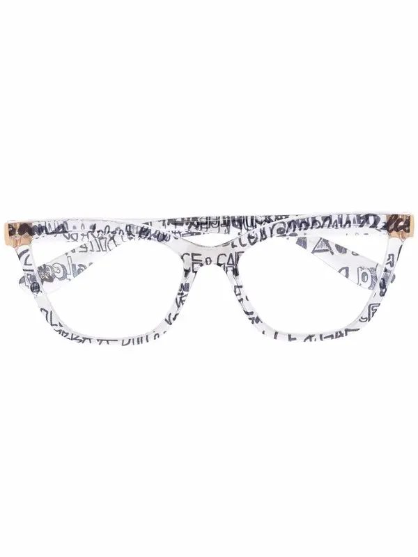 Dolce & Gabbana Slogan Cat-eye Glasses - Neutrals