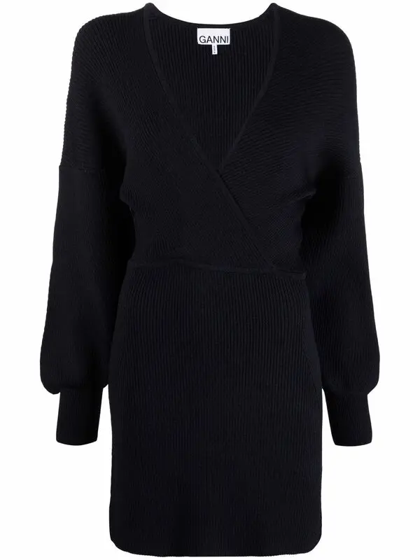 GANNI V-neck Mini Dress