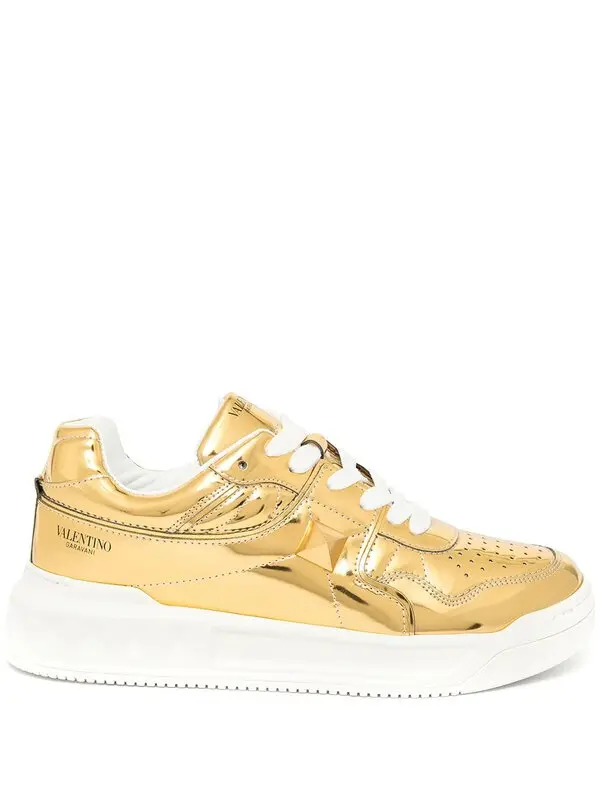 Valentino Garavani One Stud Mirror-finish Sneakers - Gold