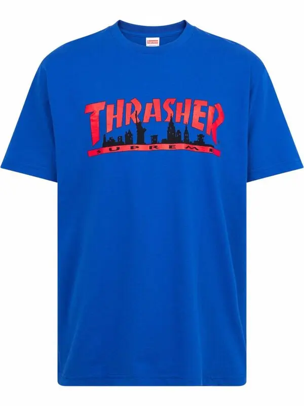 Supreme X Thrasher Skyline Logo-print T-shirt - Blue