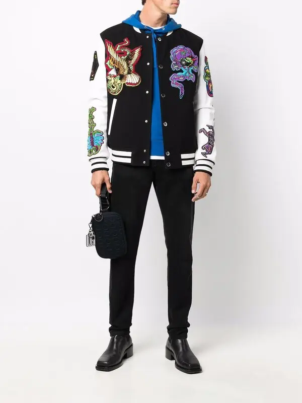 Philipp Plein Tattoo-patches Leather Bomber Jacket