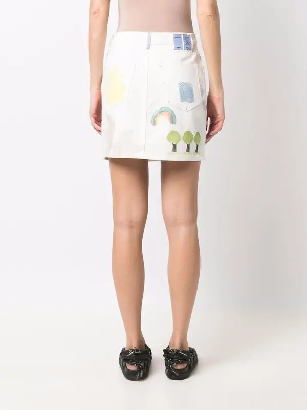 Alexander McQueen Floral-print Denim Mini Skirt - White