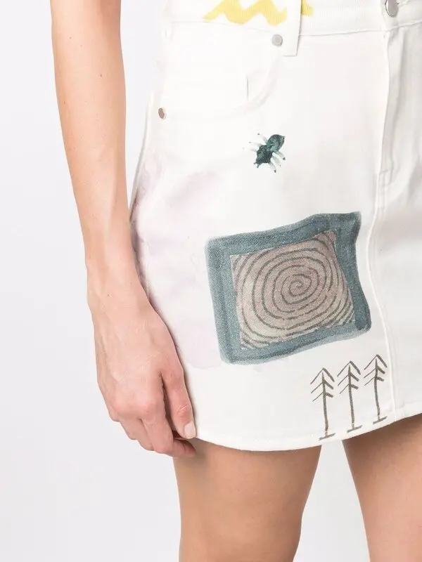 Alexander McQueen Floral-print Denim Mini Skirt - White