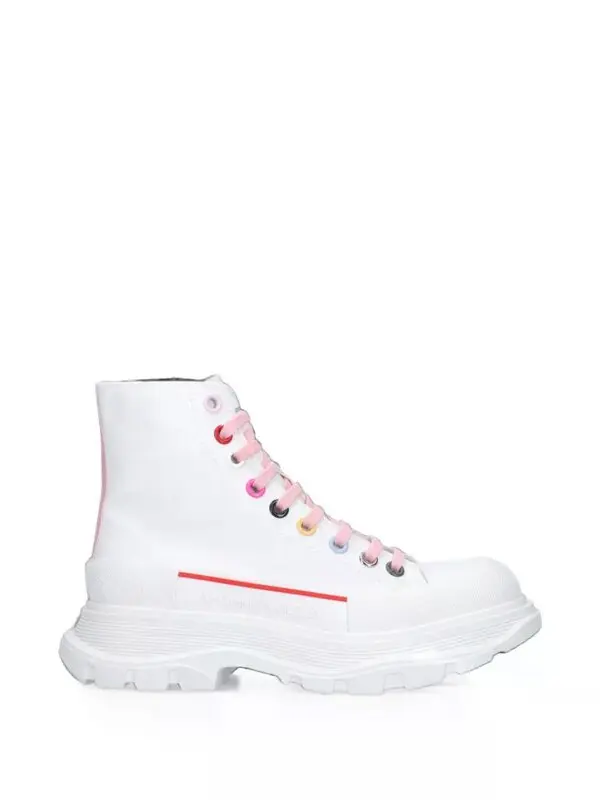 Alexander McQueen Tread Slick Ankle Lace-up Sneakers - White