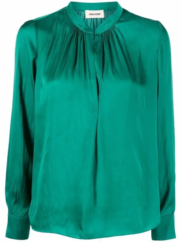 Zadig&Voltaire Emerald Satin Band Collar Blouse