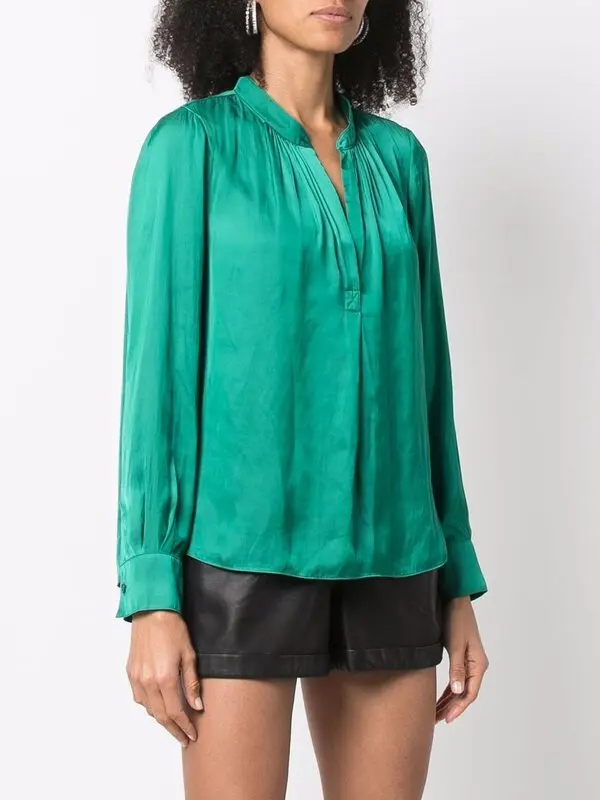Zadig&Voltaire Emerald Satin Band Collar Blouse