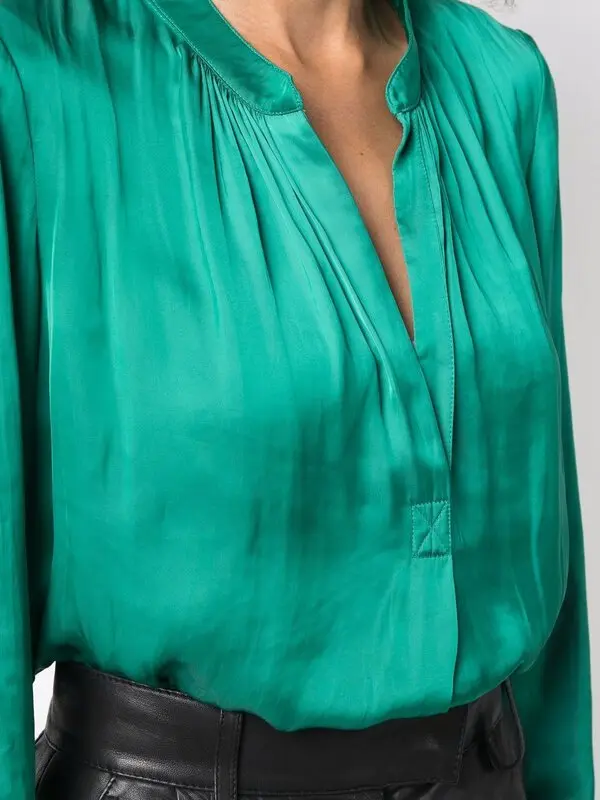 Zadig&Voltaire Emerald Satin Band Collar Blouse