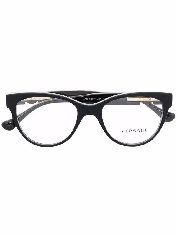 Versace Logo Cat-eye Glasses - Black