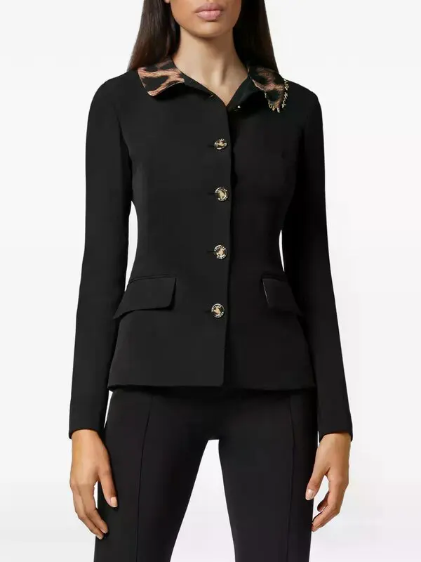 Philipp Plein Leopard Print Collar Cady Jacket
