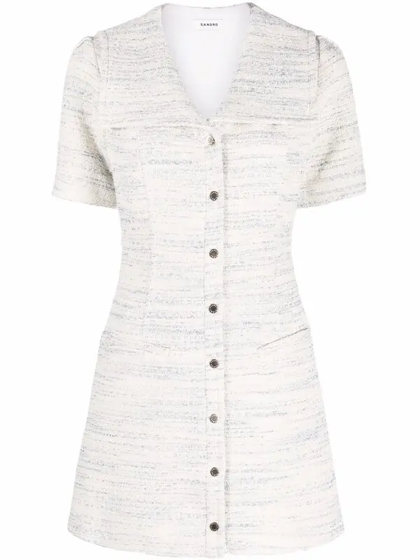 Sandro Bethany Tweed Sailor Collar Mini Dress - Blue