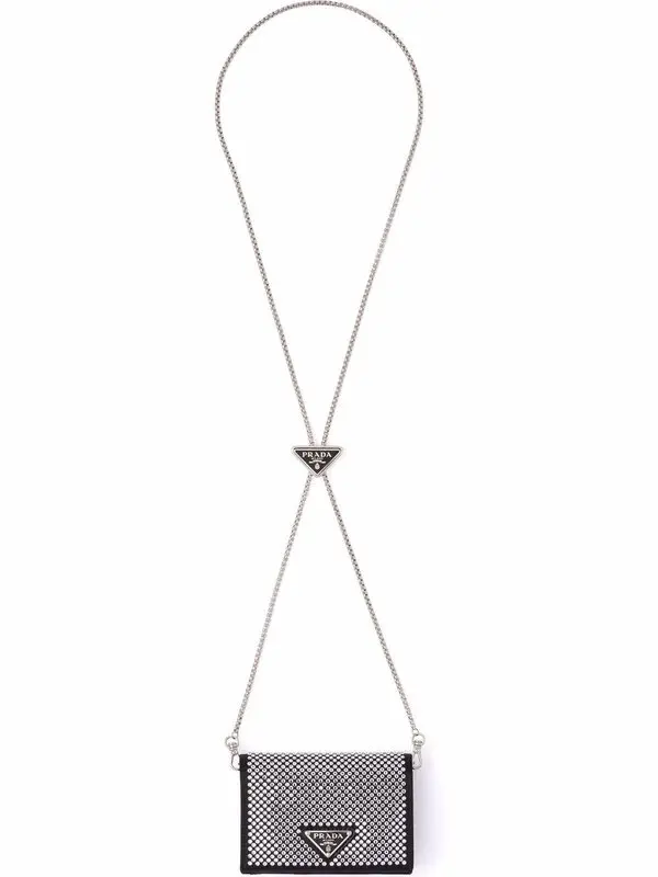Prada Crystal-embellished Cardholder - Neutrals