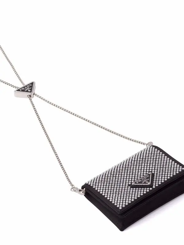 Prada Crystal-embellished Cardholder - Neutrals