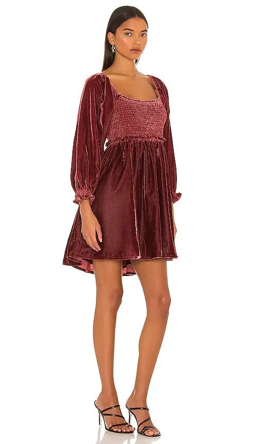 Free People Daphne Velvet Sleeve Dress In Burgundy In Roan Rouge - 70% Off  | Editorialist