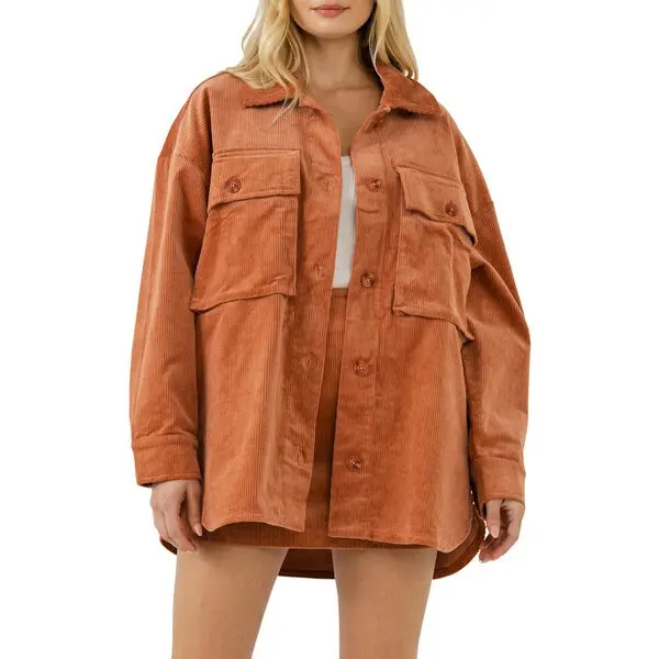 GREY LAB Corduroy Oversized Jacket - Rust