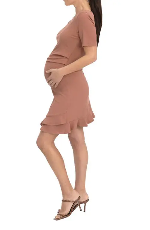 ANGEL MATERNITY Frill Body-con Maternity Dress