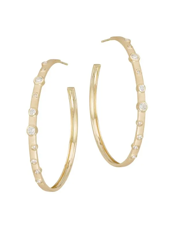 SYDNEY EVAN 14k & Bezel Diamond Anniversary Hoops - Gold