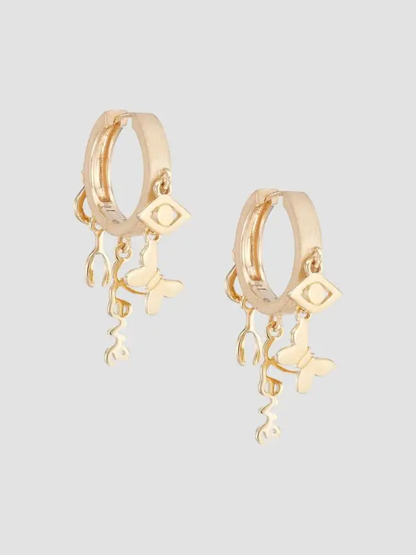 SYDNEY EVAN 14k Huggie Hoop Charm Earrings