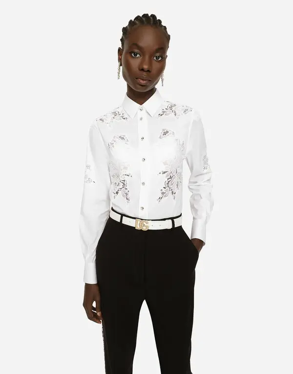 Dolce & Gabbana Poplin Shirt With Lace Openwork