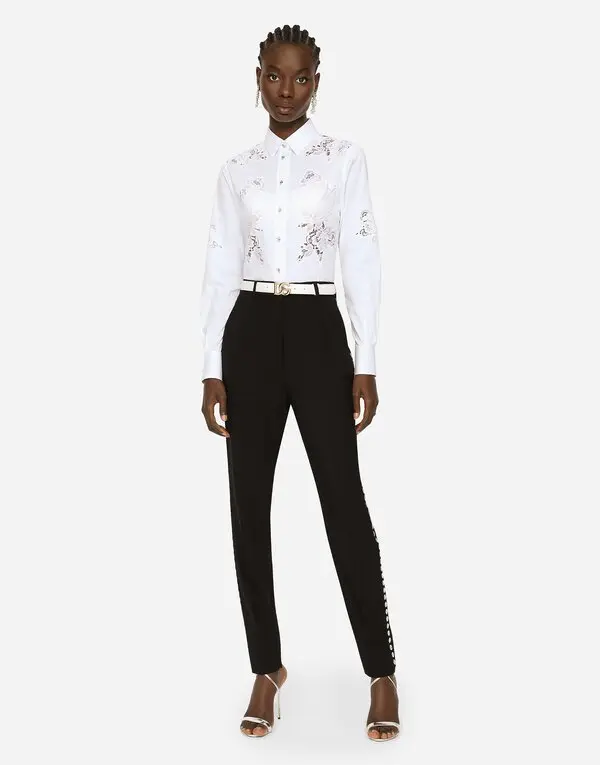 Dolce & Gabbana Poplin Shirt With Lace Openwork