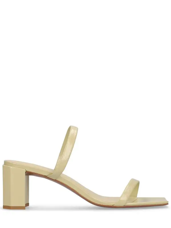 By Far 60mm Tanya Gloss Leather Sandals - Olive Green