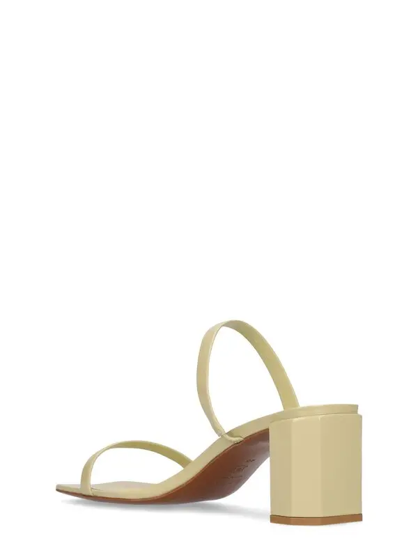 By Far 60mm Tanya Gloss Leather Sandals - Olive Green