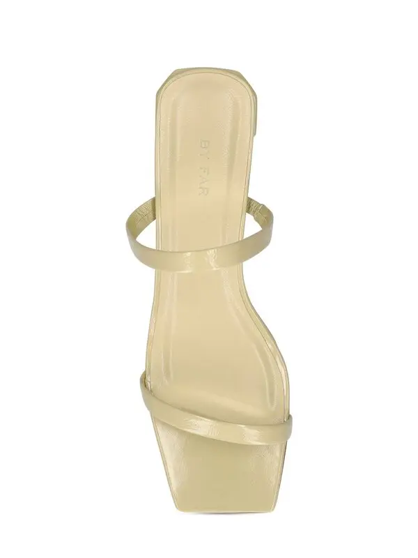 By Far 60mm Tanya Gloss Leather Sandals - Olive Green