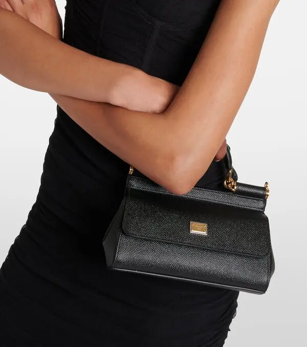 Dolce & Gabbana Sicily Mini Leather Crossbody Bag - Black