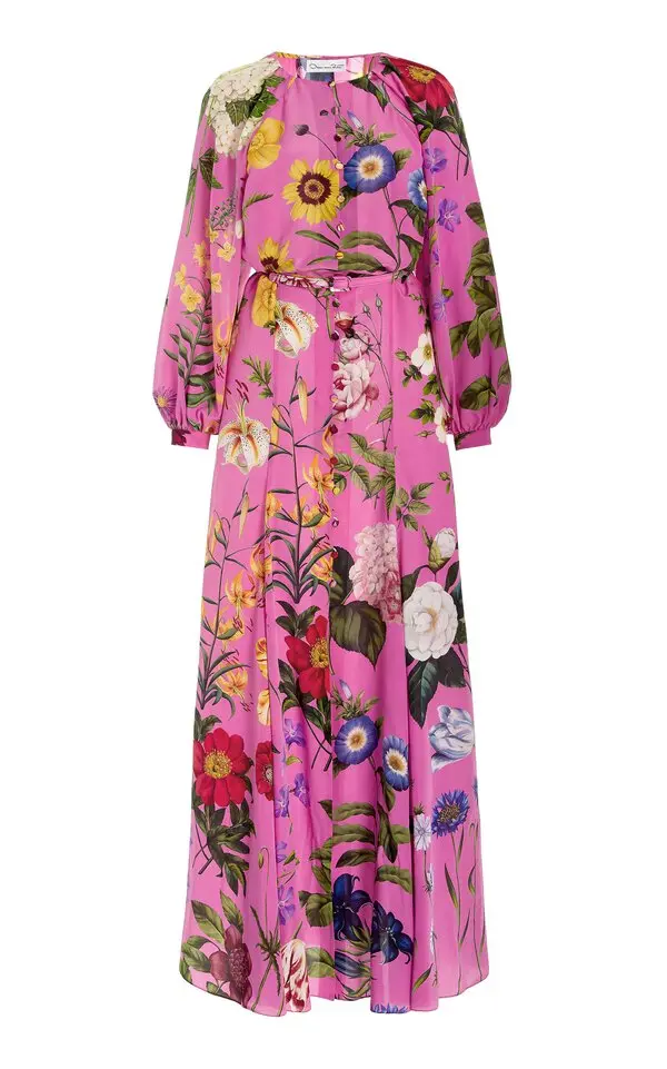 Oscar De La Renta Print Silk Maxi Dress In Floral - 50% Off | Editorialist