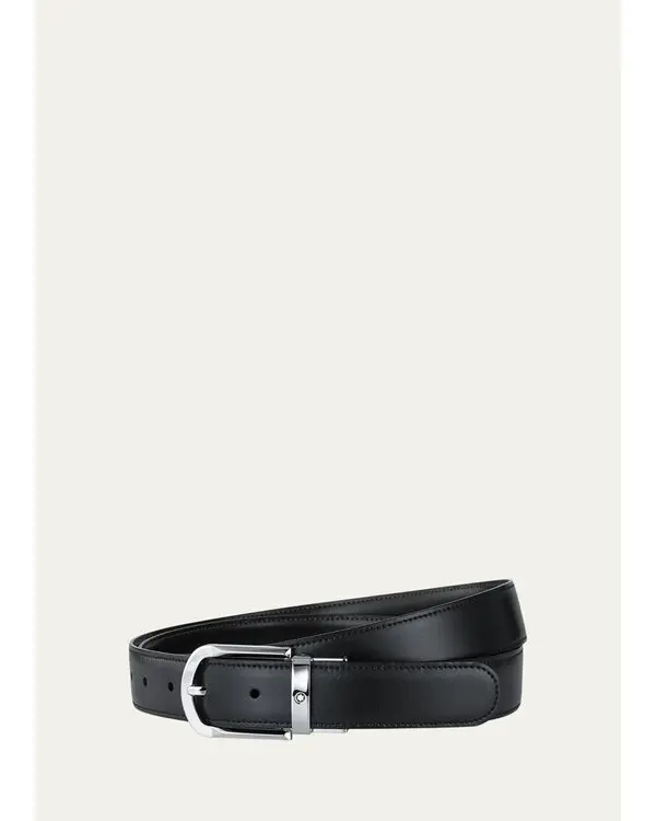 Montblanc Horseshoe-buckle Reversible Leather Belt