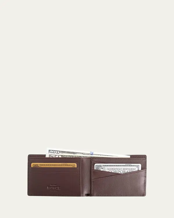 ROYCE NEW YORK Rfid Blocking Bifold Wallet, Personalized - Brown