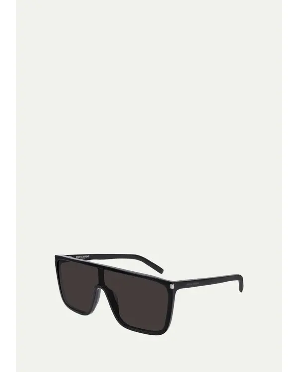 Saint Laurent Mask Flat-top Propionate Shield Sunglasses - Black