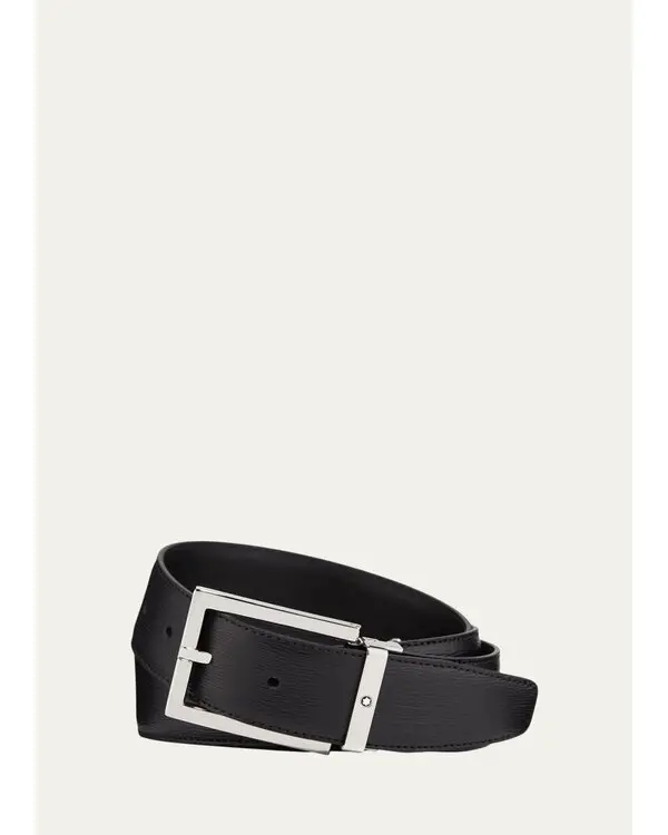 Montblanc Rectangle-buckle Leather Belt - Black