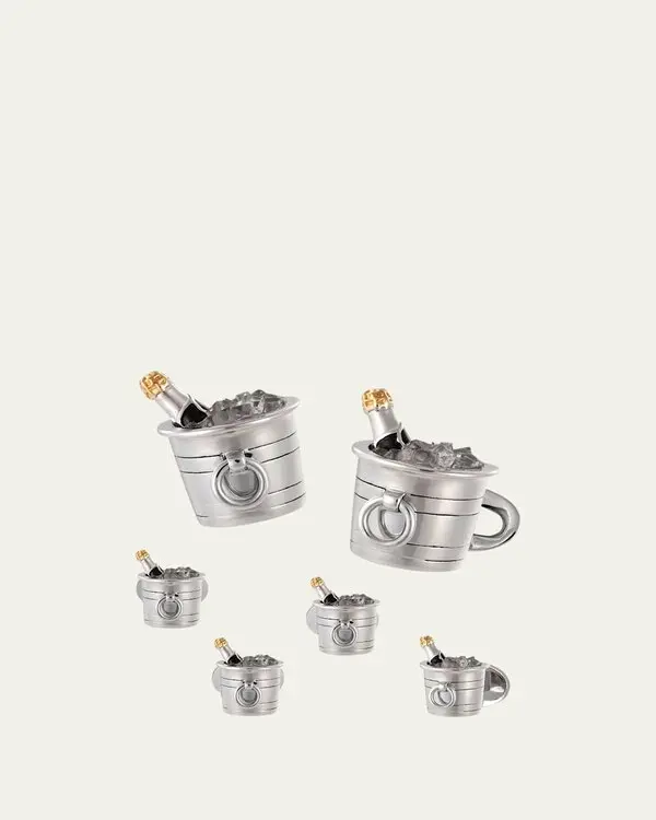 JAN LESLIE Champagne Bucket Cufflink Stud Set