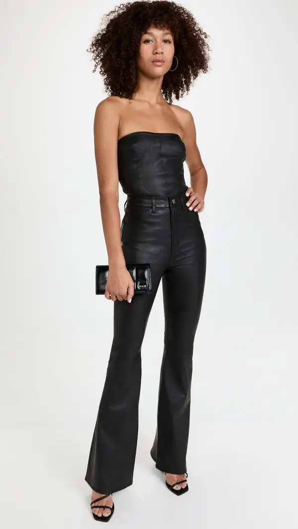 Sprwmn 5 Pocket Micro Flare Leather Pants