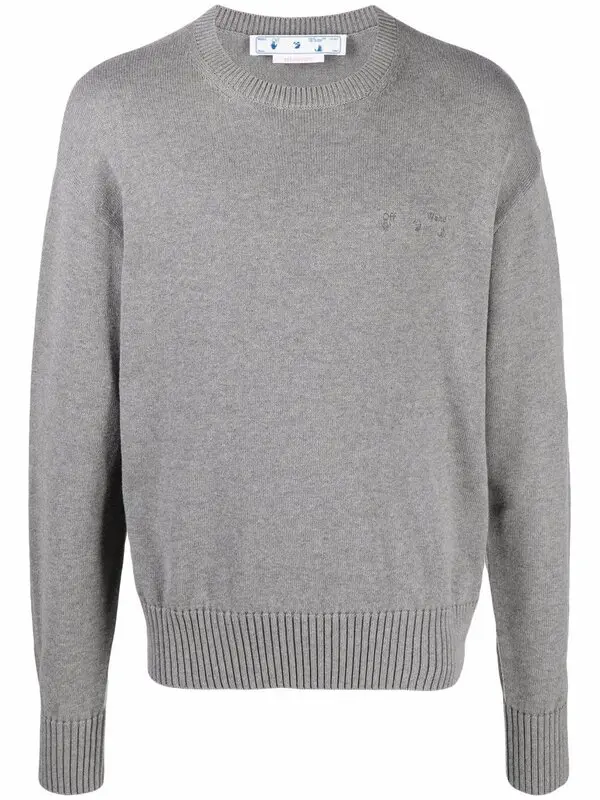Off-White Logo Embroidered Knitted Jumper
