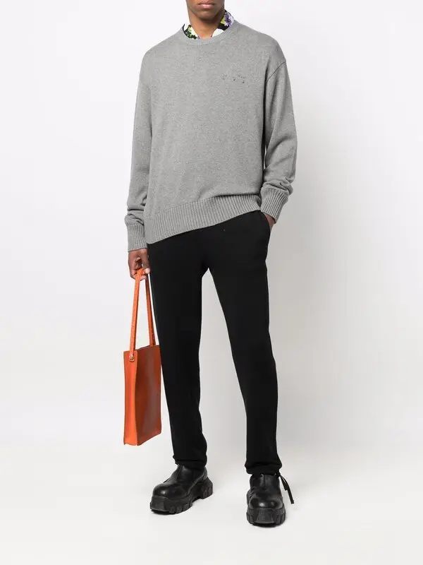 Off-White Logo Embroidered Knitted Jumper