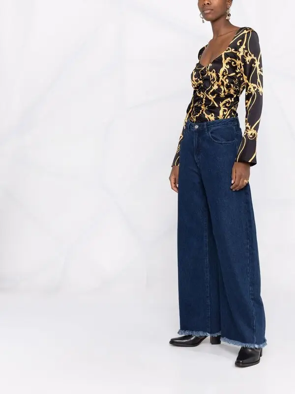 GANNI Ruched-detail Printed Top