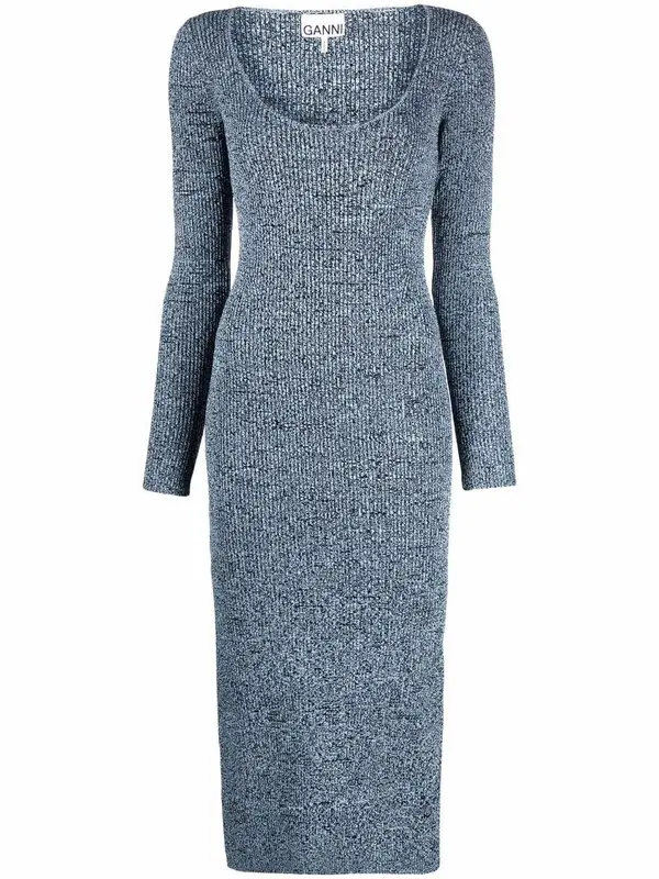GANNI Melange-knit Dress