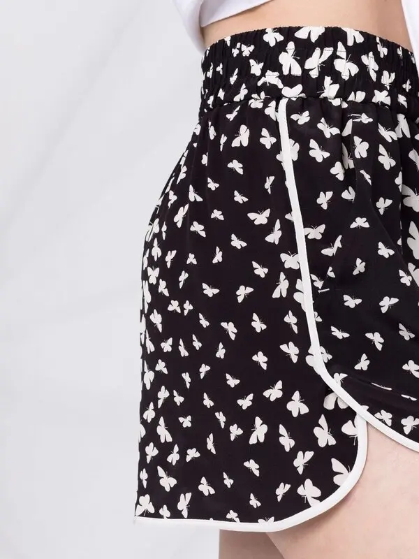 Red Valentino Butterfly-print Silk Shorts