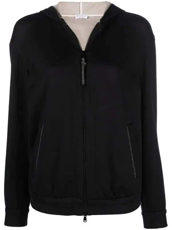 Brunello Cucinelli Monili-trim Zip-front Hoodie - Black