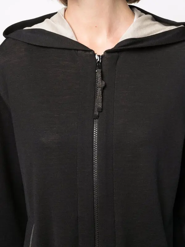 Brunello Cucinelli Monili-trim Zip-front Hoodie - Black