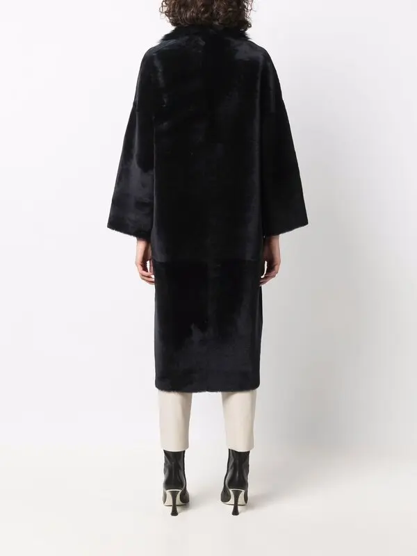 LISKA Single-breasted Shearling Coat - Blue